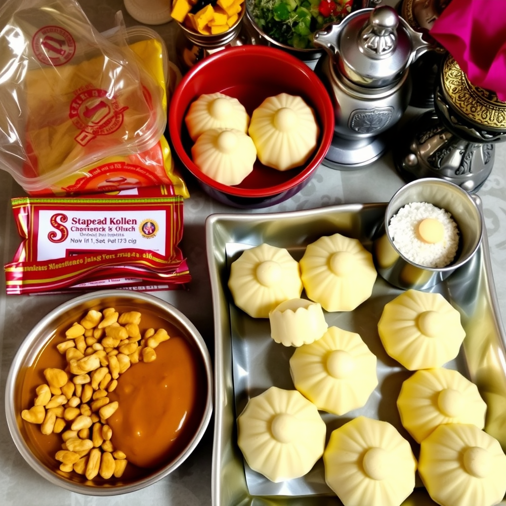 Modak And Other Food Offerings And | AI Vector Graphic